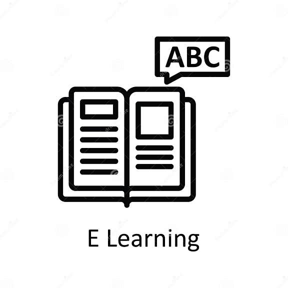 E Learning Vector Outline Icon Design Illustration. Educational ...
