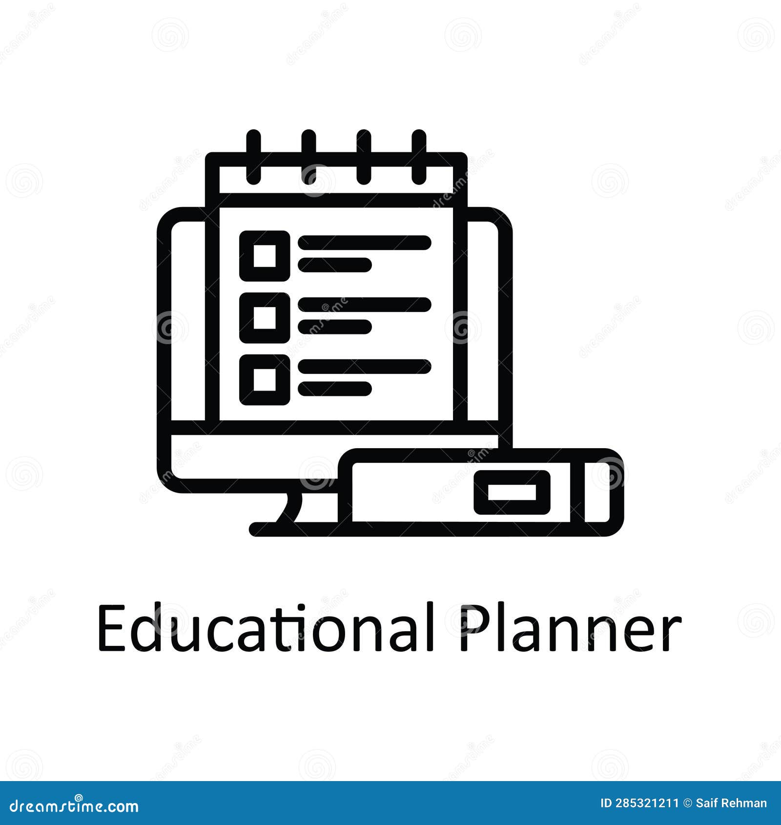 Educational Planner Vector Outline Icon Design Illustration ...