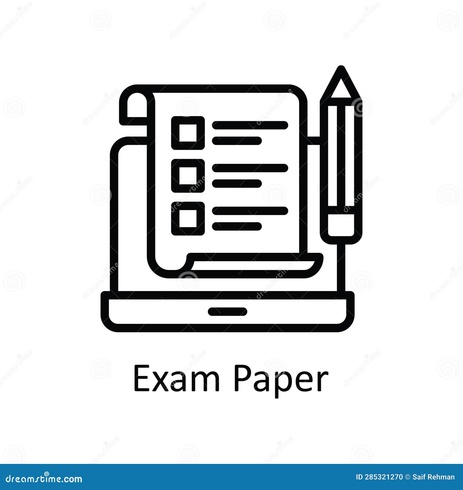 Exam Paper Vector Outline Icon Design Illustration. Educational ...
