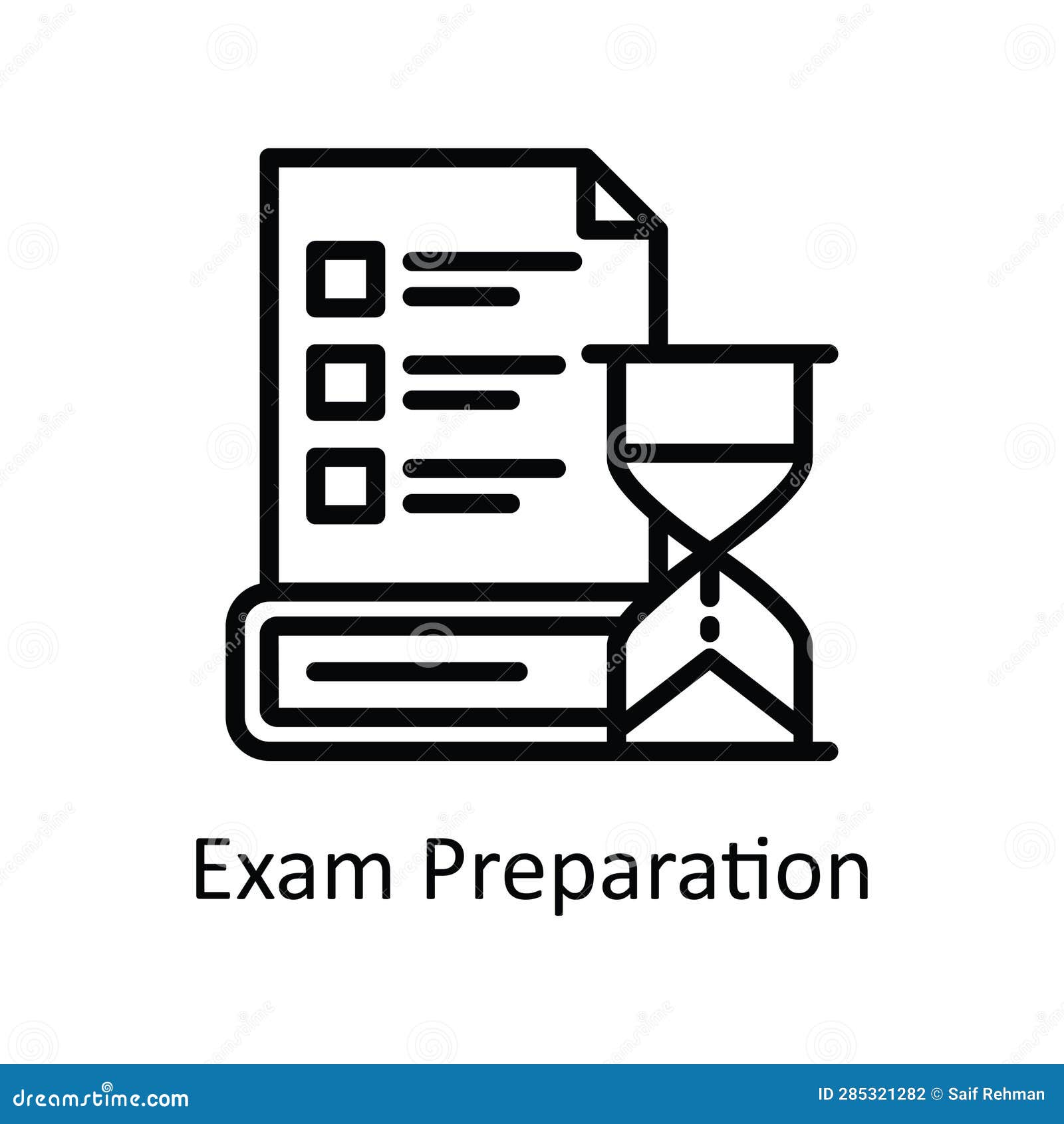 Exam Preparation Vector Outline Icon Design Illustration. Educational ...