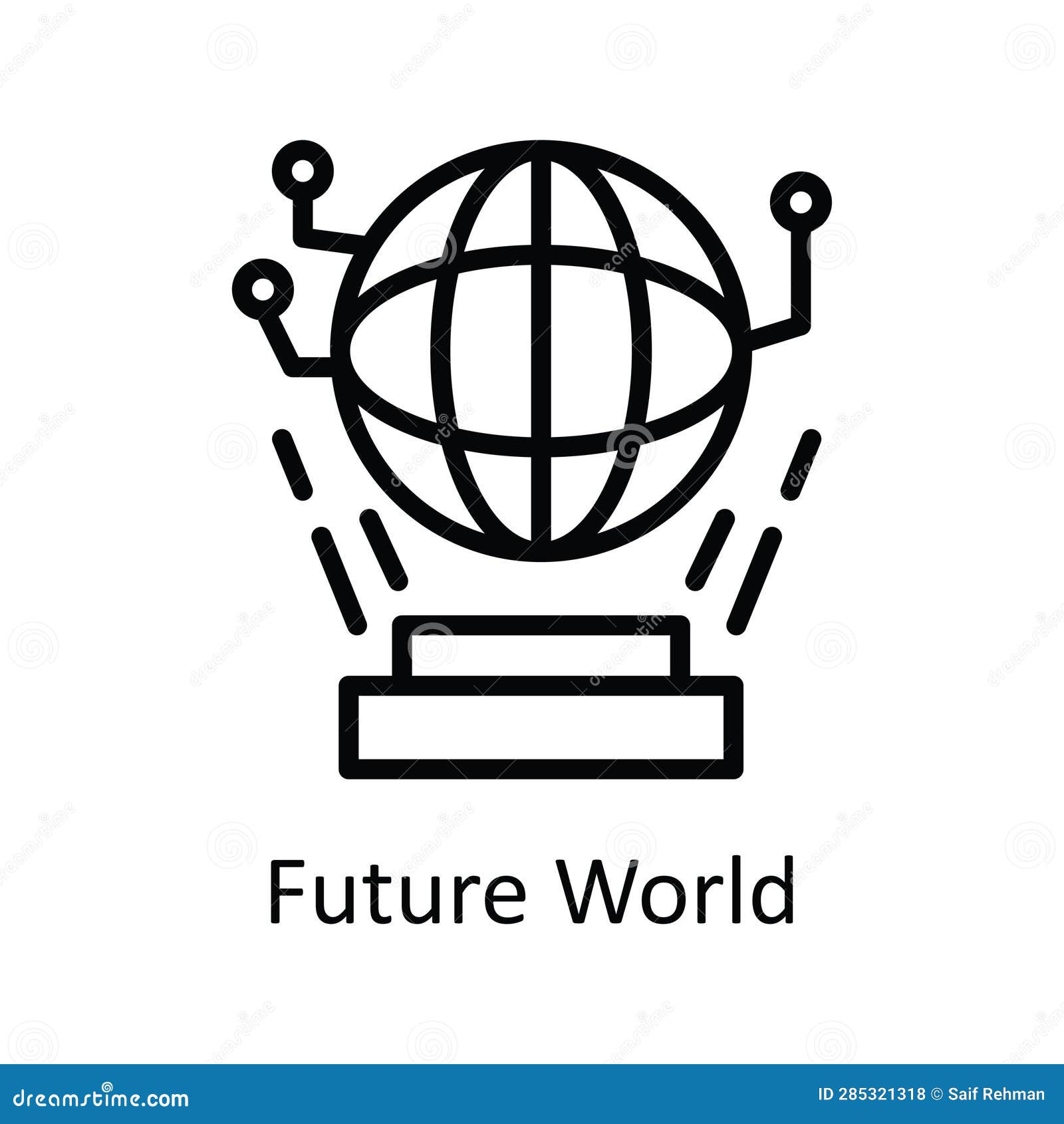 Future World Vector Outline Icon Design Illustration. Educational ...