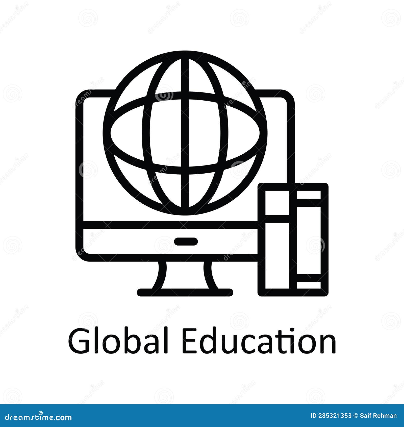 Global Education Vector Outline Icon Design Illustration. Educational ...