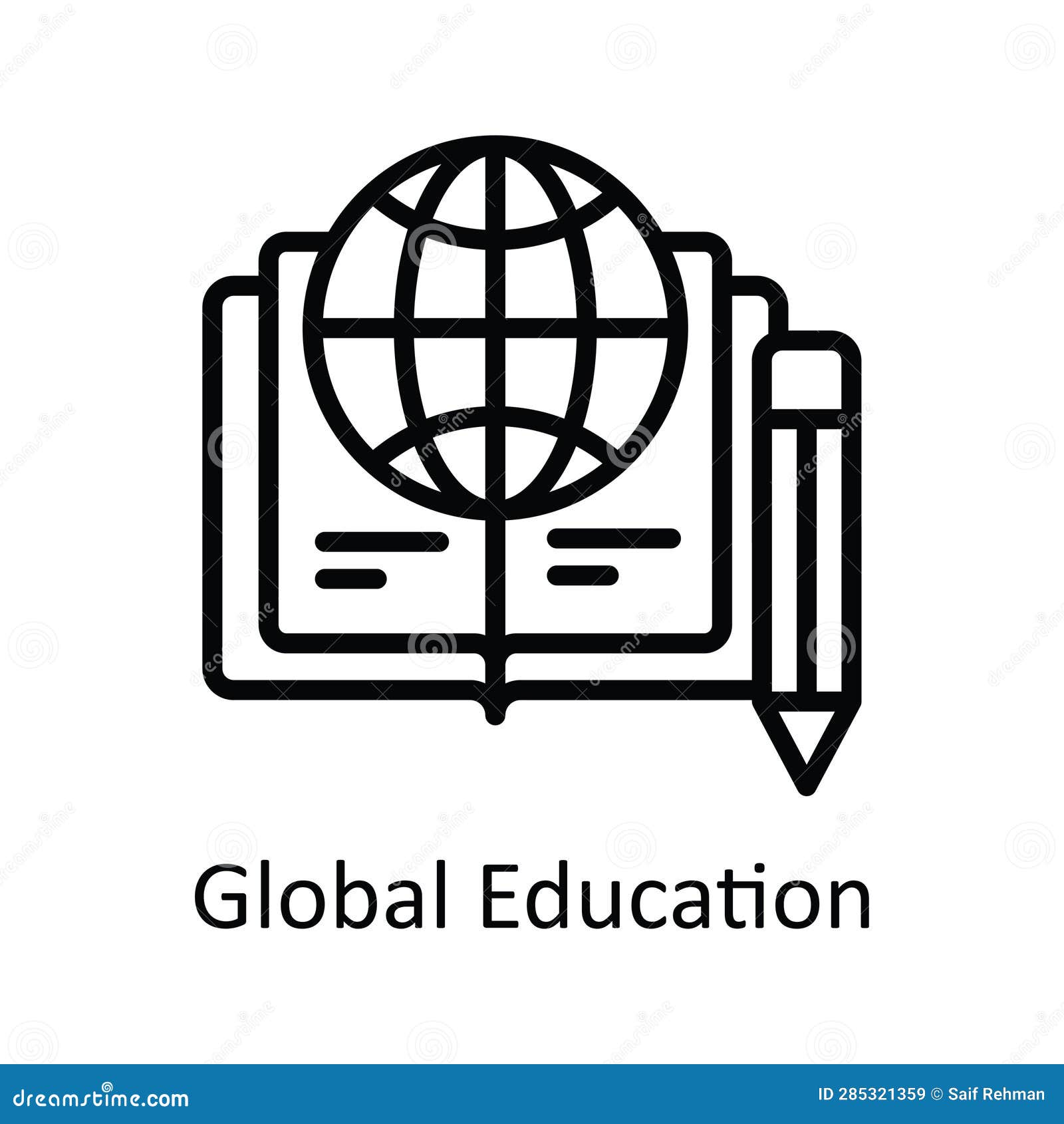 Global Education Vector Outline Icon Design Illustration. Educational ...
