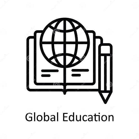 Global Education Vector Outline Icon Design Illustration. Educational ...