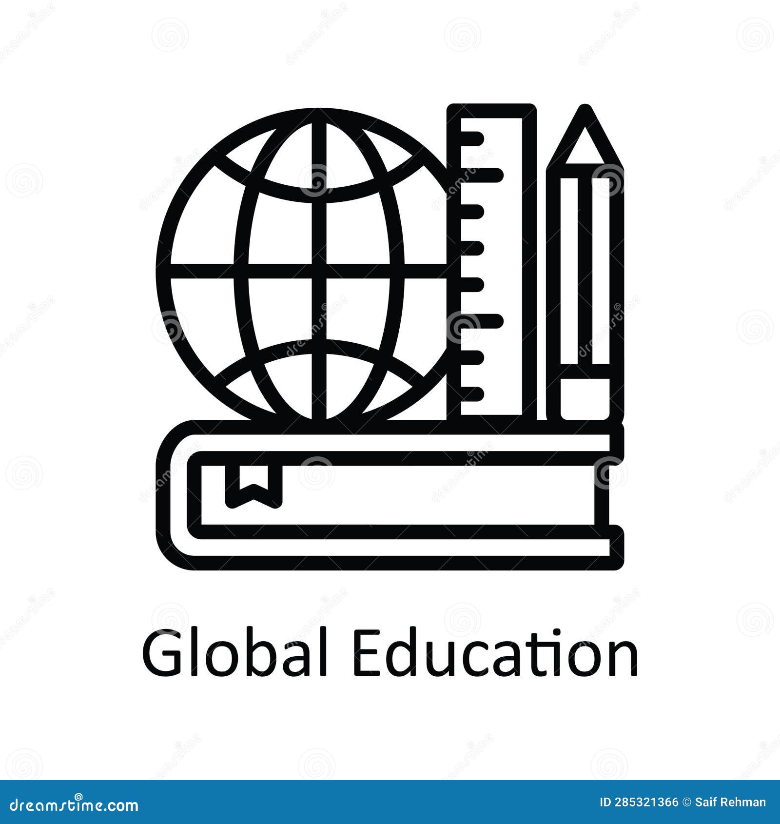 Global Education Vector Outline Icon Design Illustration. Educational ...