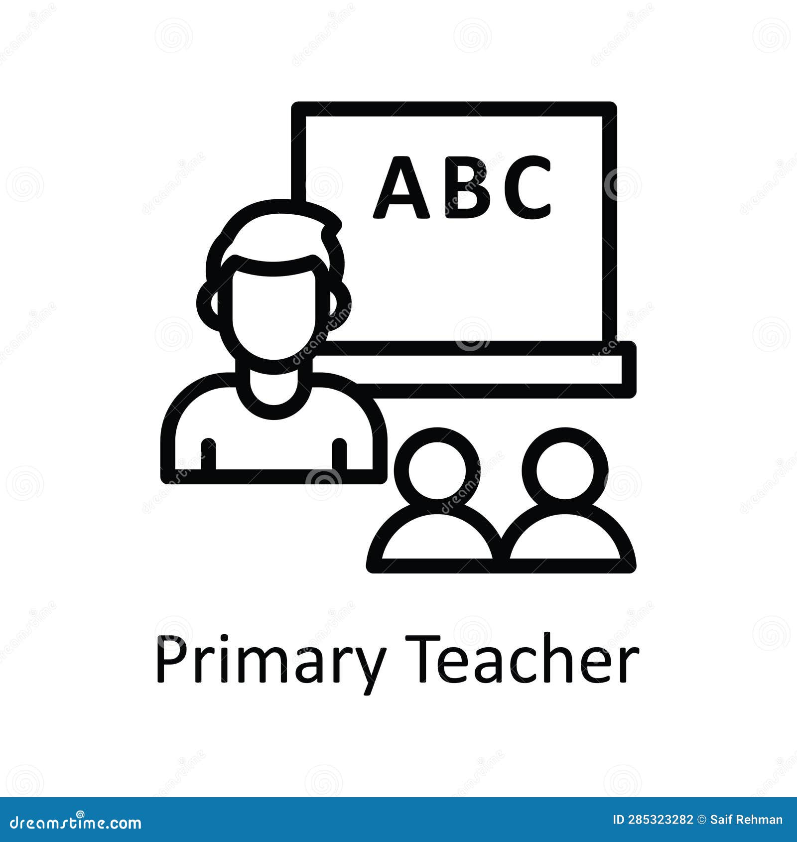 Primary Teacher Vector Outline Icon Design Illustration. Educational ...