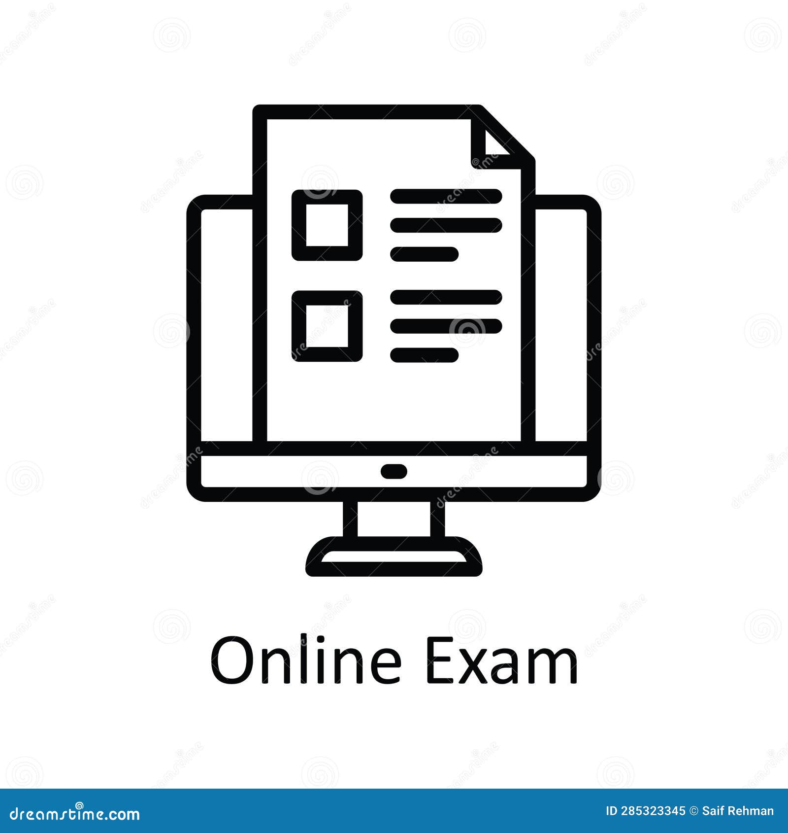 Online Exam Vector Outline Icon Design Illustration. Educational ...