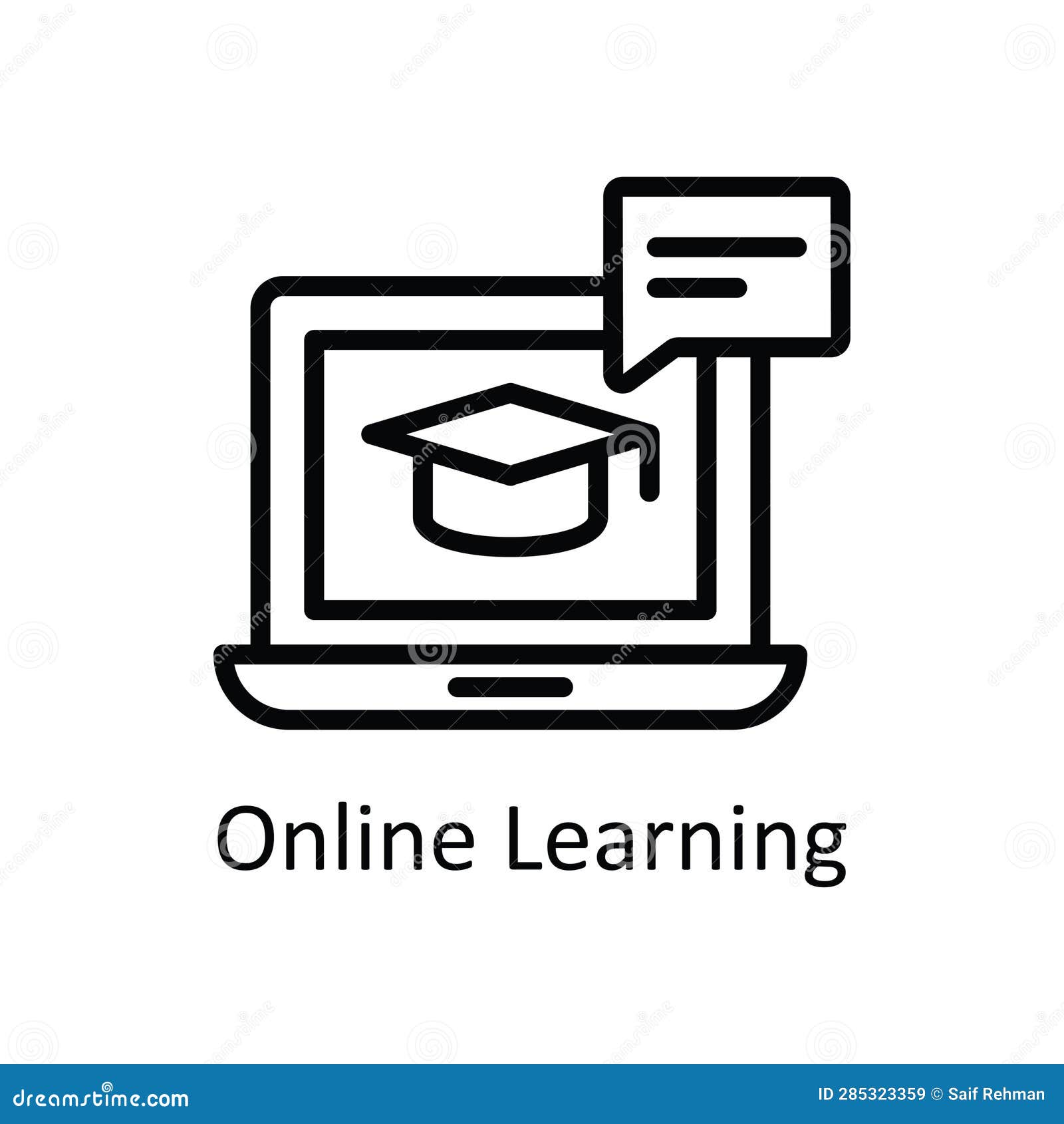 Online Learning Vector Outline Icon Design Illustration. Educational ...
