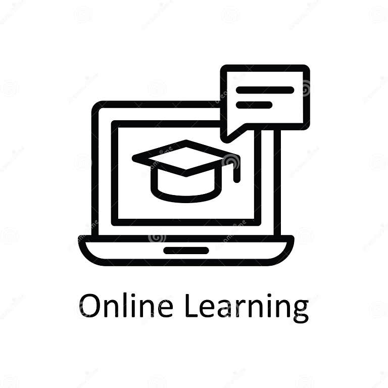 Online Learning Vector Outline Icon Design Illustration. Educational ...