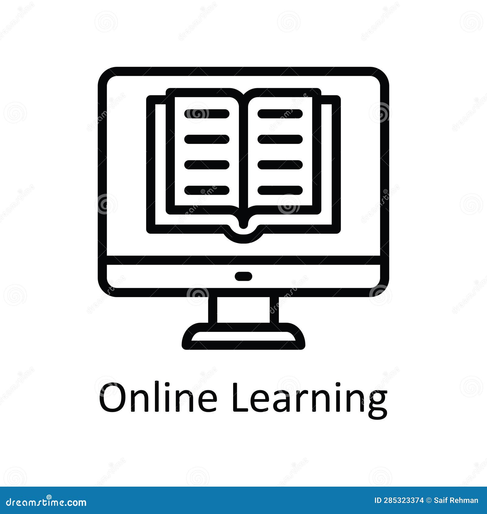 Online Learning Vector Outline Icon Design Illustration. Educational ...