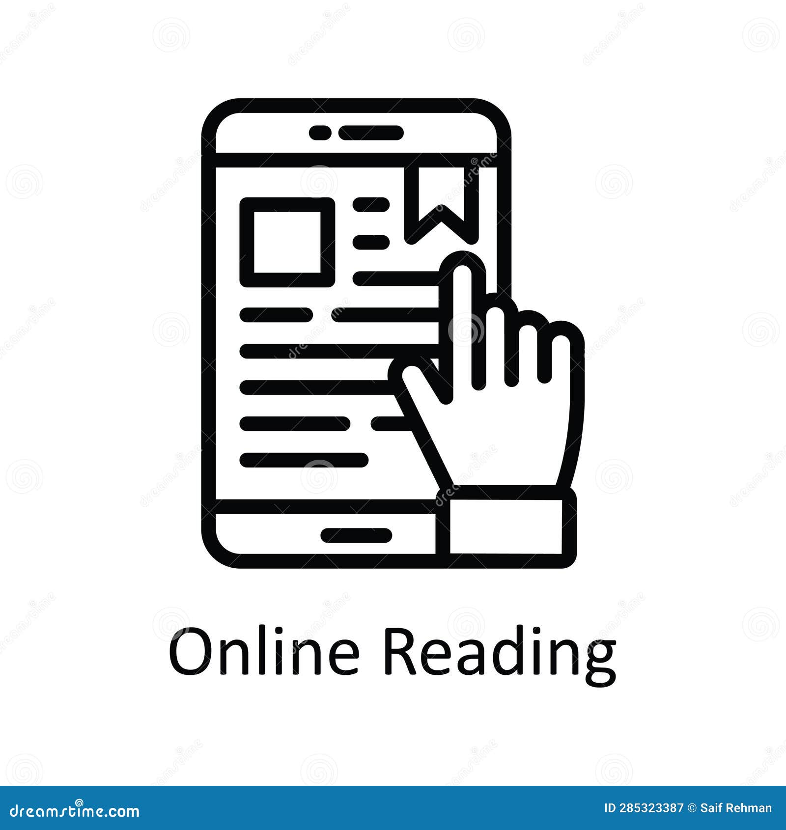 Online Reading Vector Outline Icon Design Illustration. Educational ...