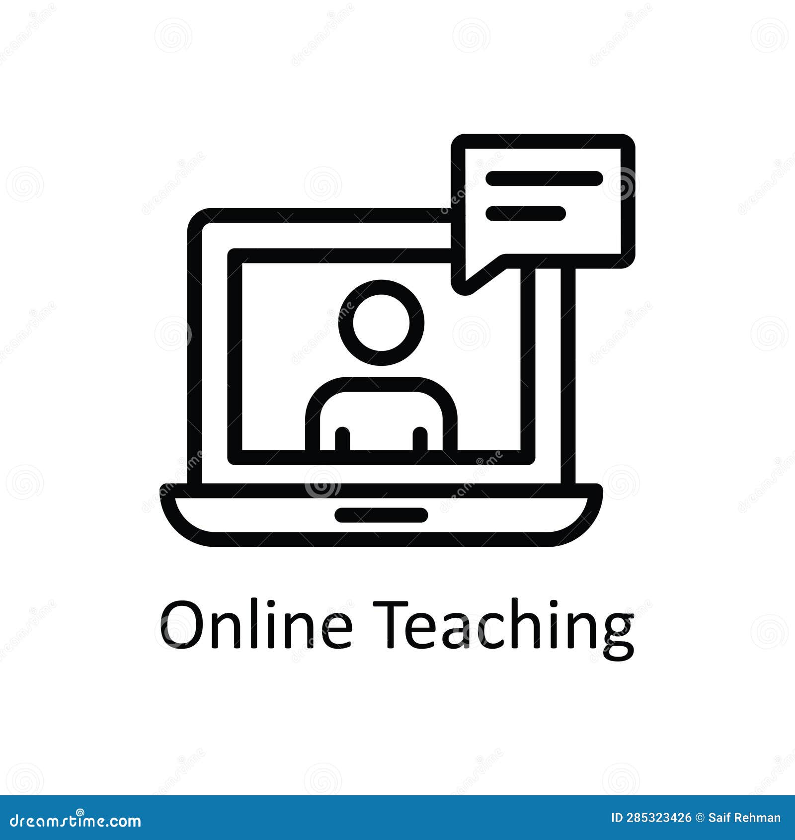 Online Teaching Vector Outline Icon Design Illustration. Educational ...