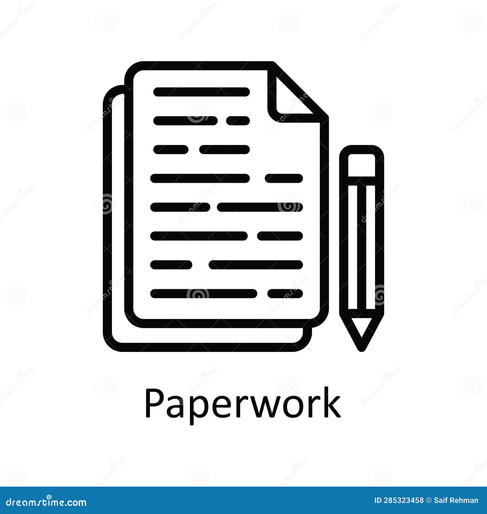 Paperwork Vector Outline Icon Design Illustration. Educational ...