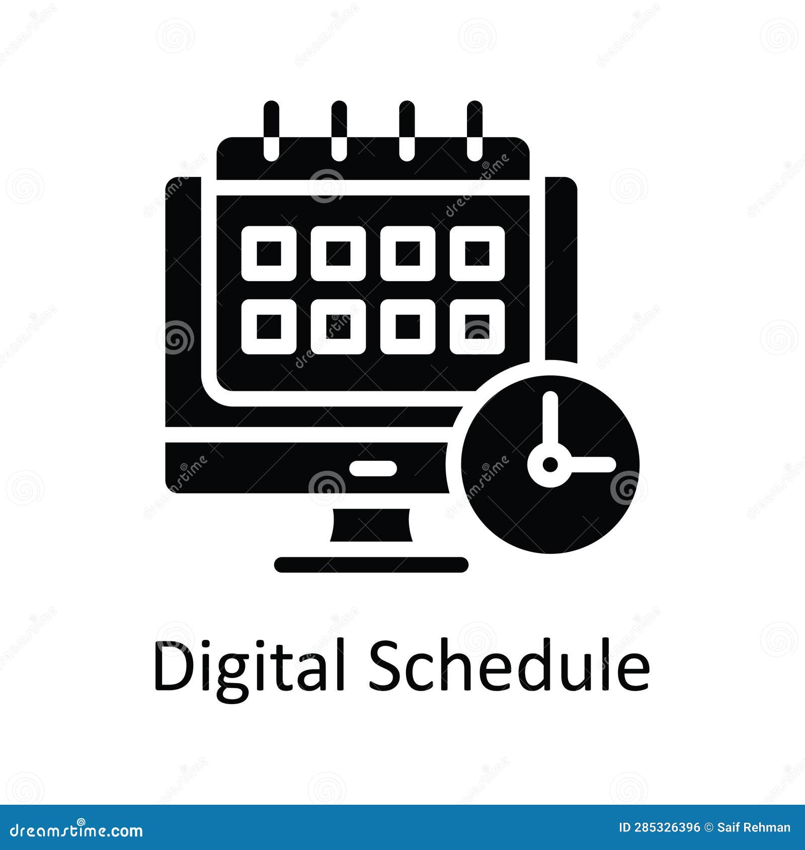 Digital Schedule Vector Solid Icon Design Illustration. Educational ...