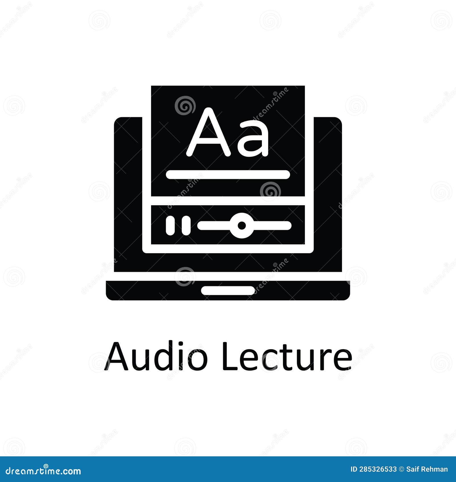 Audio Lecture Vector Solid Icon Design Illustration. Educational ...