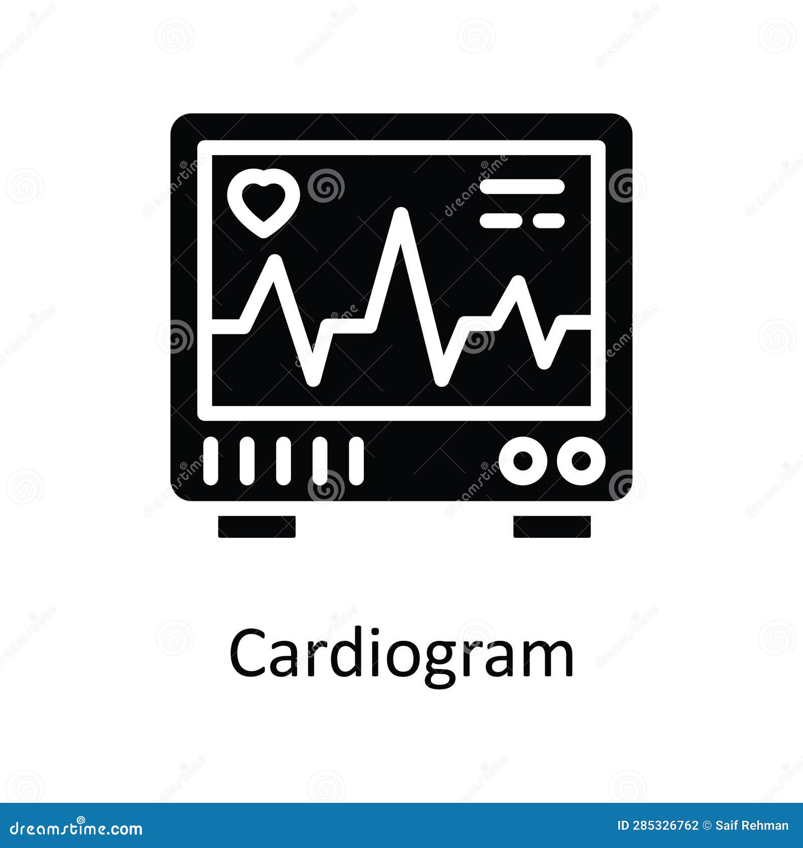 Cardiogram Vector Solid Icon Design Illustration. Educational Technology Symbol on White ...