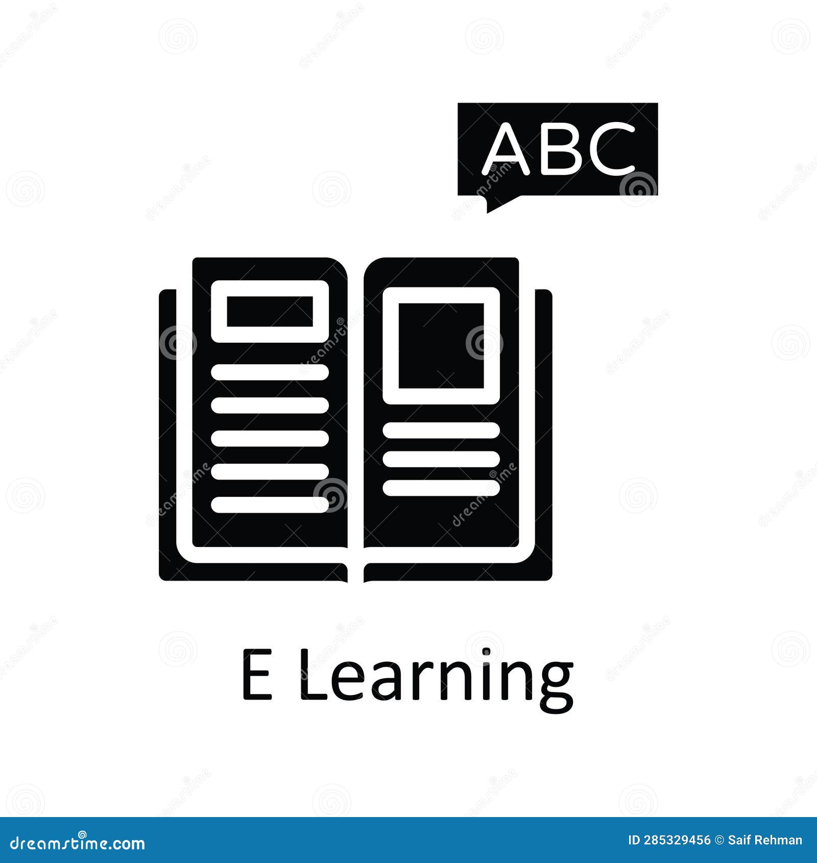 E Learning Vector Solid Icon Design Illustration. Educational ...