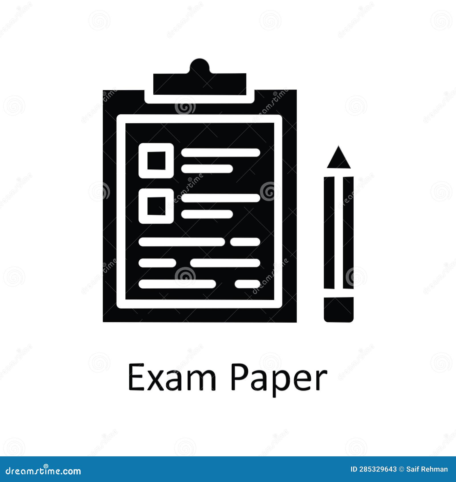 Exam Paper Vector Solid Icon Design Illustration. Educational ...