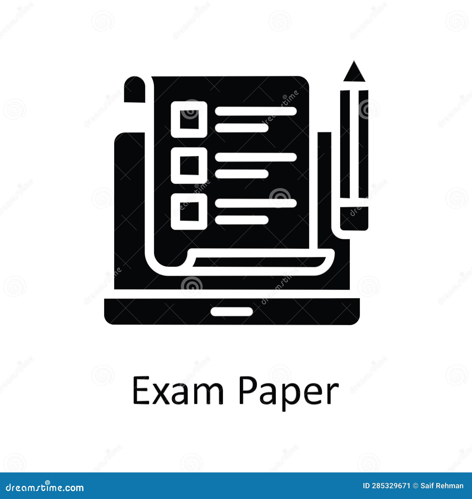Exam Paper Vector Solid Icon Design Illustration. Educational ...
