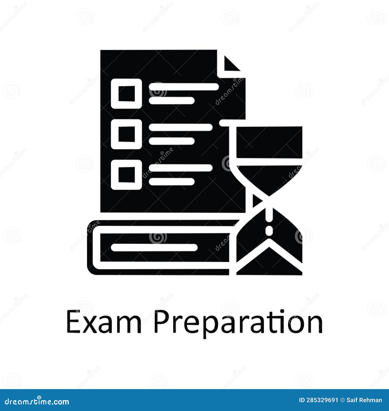 Exam Preparation Vector Solid Icon Design Illustration. Educational ...