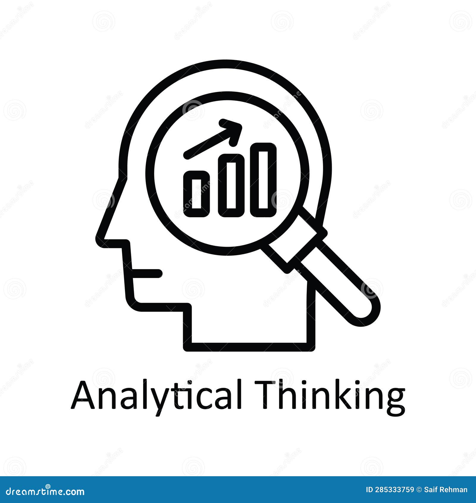 Analytical Thinking Vector Outline Icon Design Illustration. Human ...