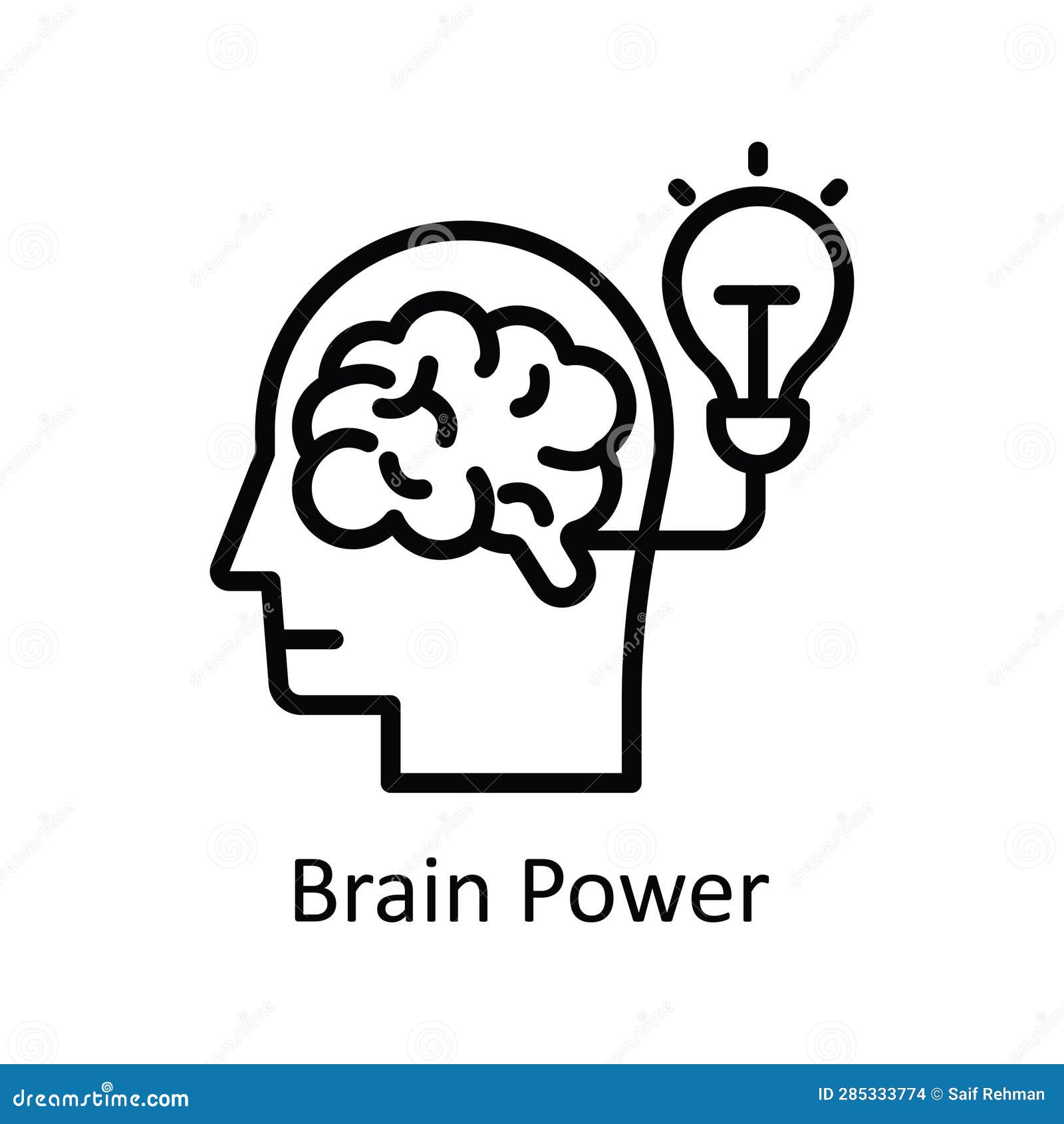 Brain Power Vector Outline Icon Design Illustration. Human Mentality ...