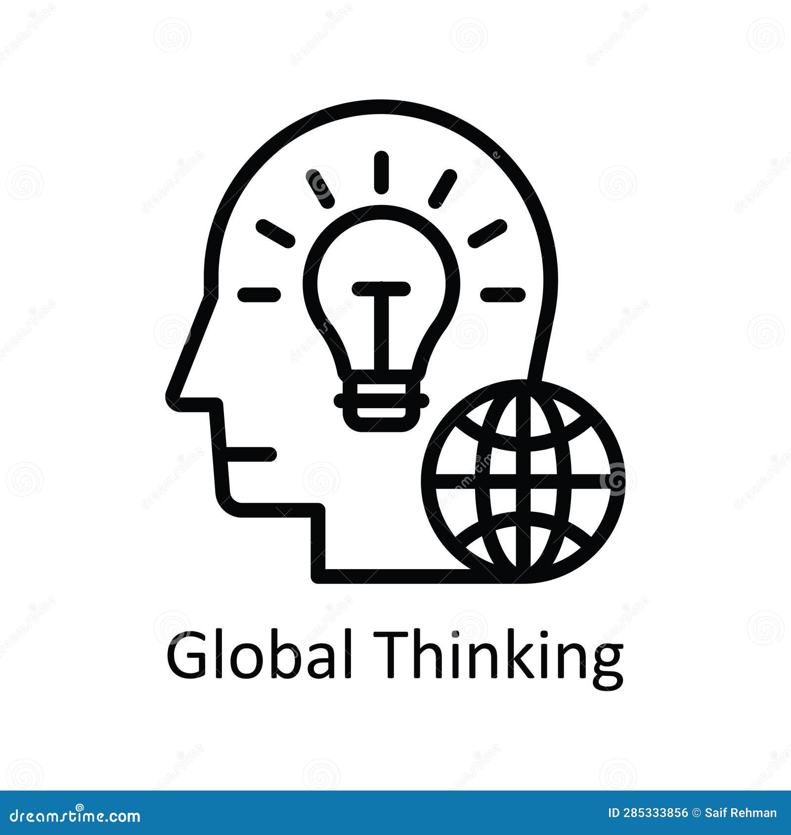 Global Thinking Vector Outline Icon Design Illustration. Human ...