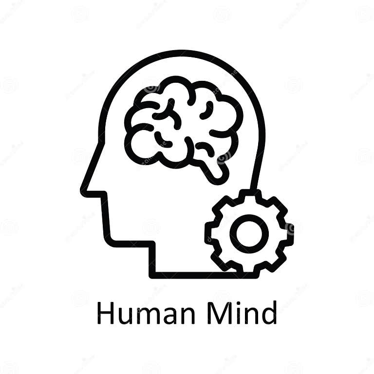 Human Mind Vector Outline Icon Design Illustration. Human Mentality ...