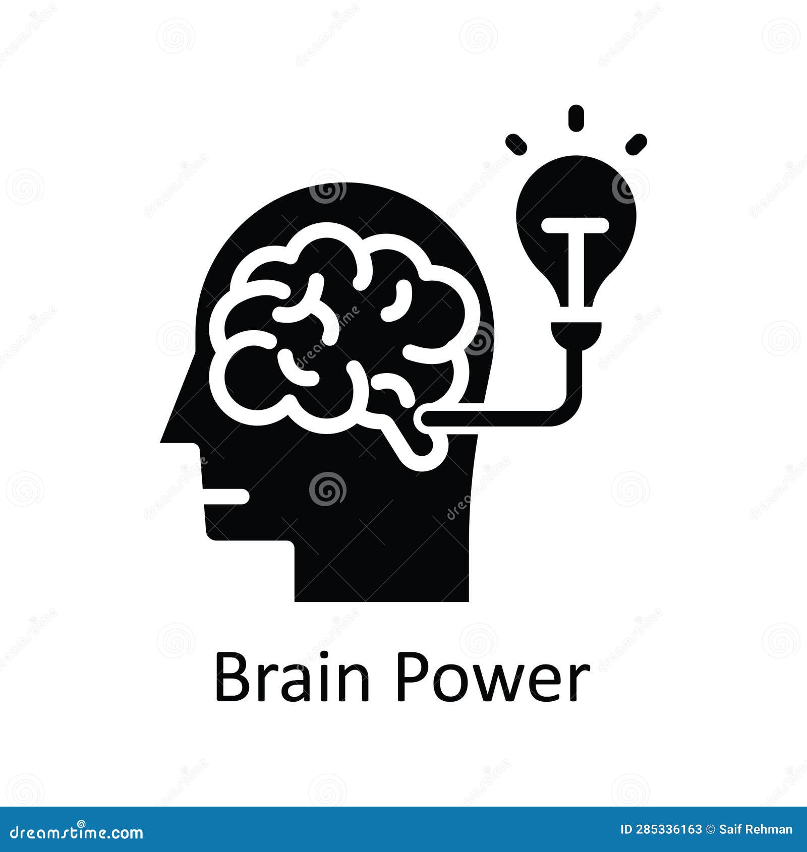 Brain Power Vector Solid Icon Design Illustration. Human Mentality ...