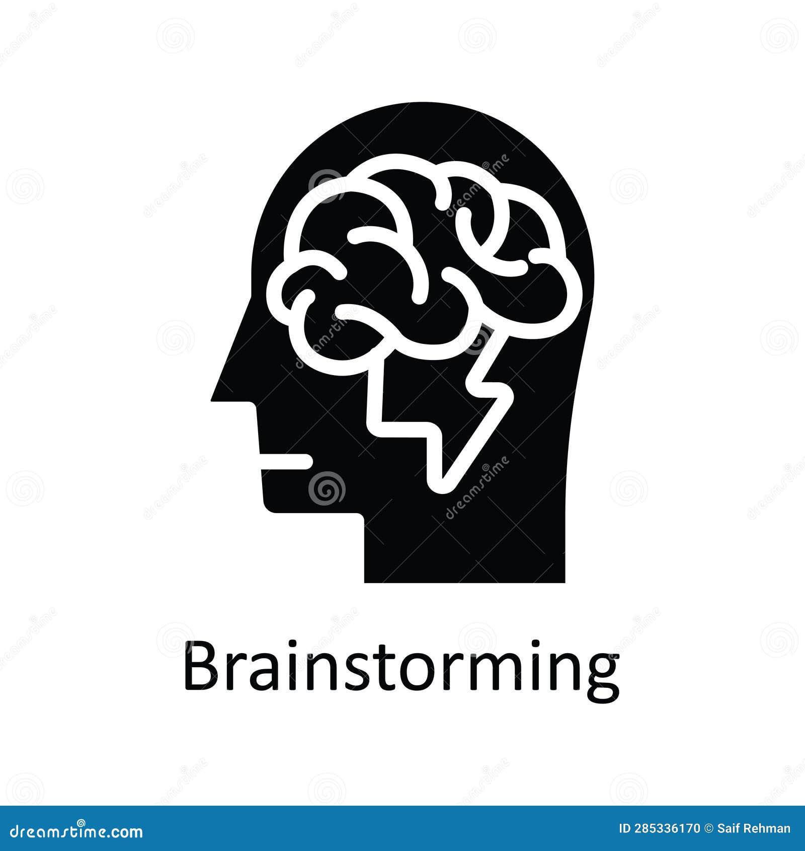 Brainstorming Vector Solid Icon Design Illustration. Human Mentality ...