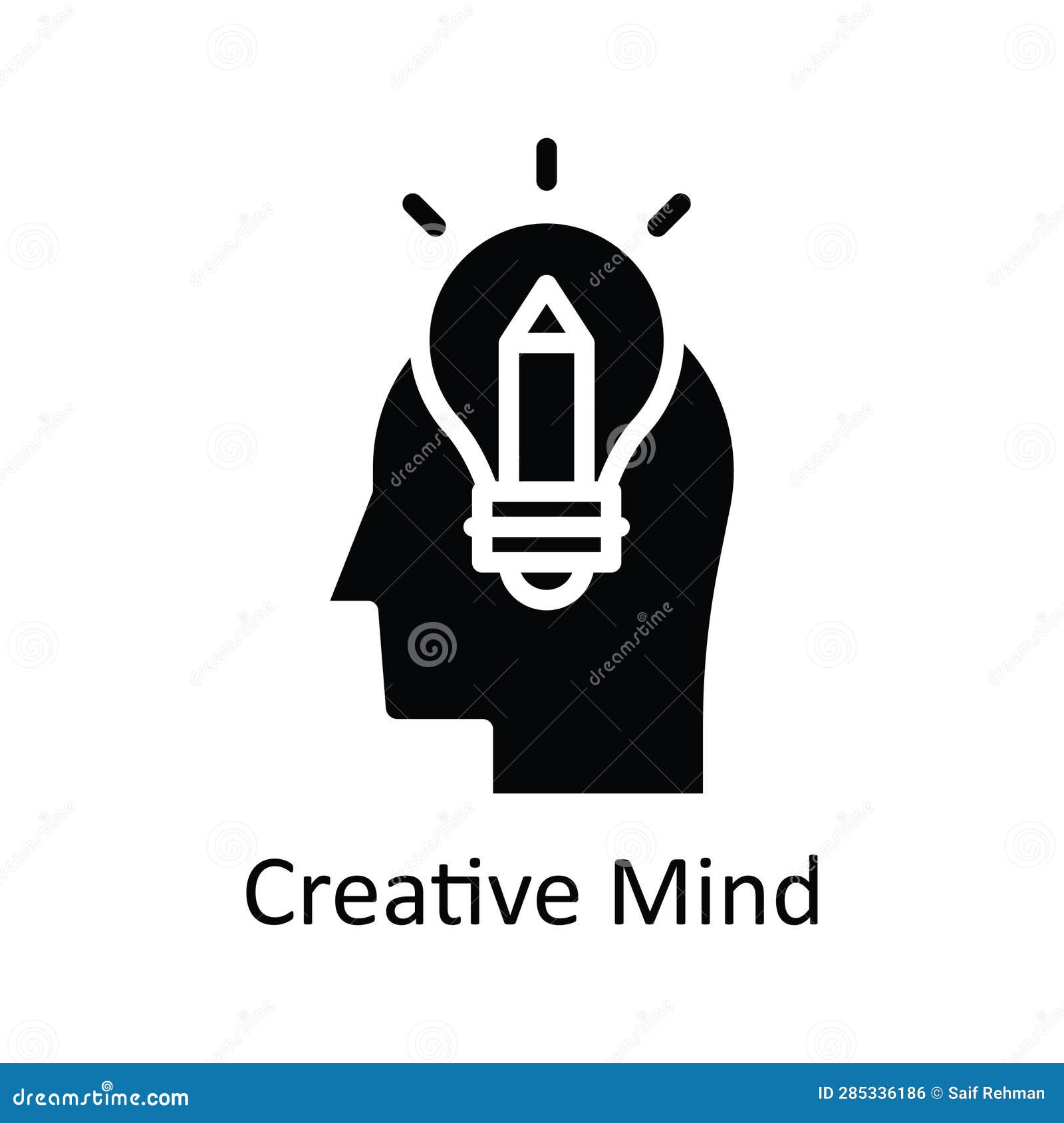 Creative Mind Vector Solid Icon Design Illustration. Human Mentality ...