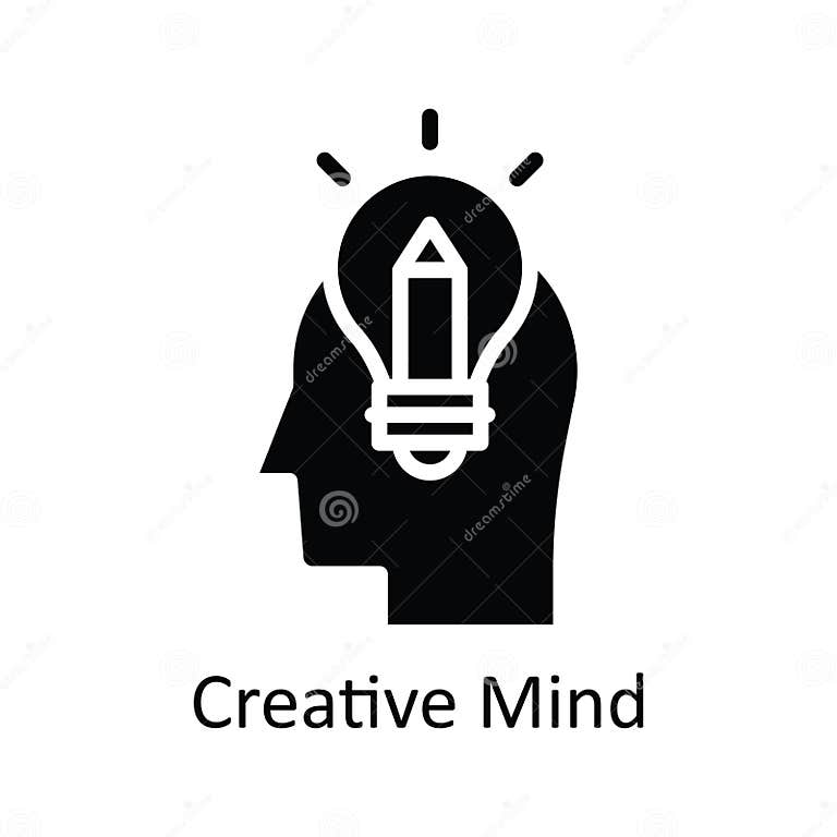 Creative Mind Vector Solid Icon Design Illustration. Human Mentality ...
