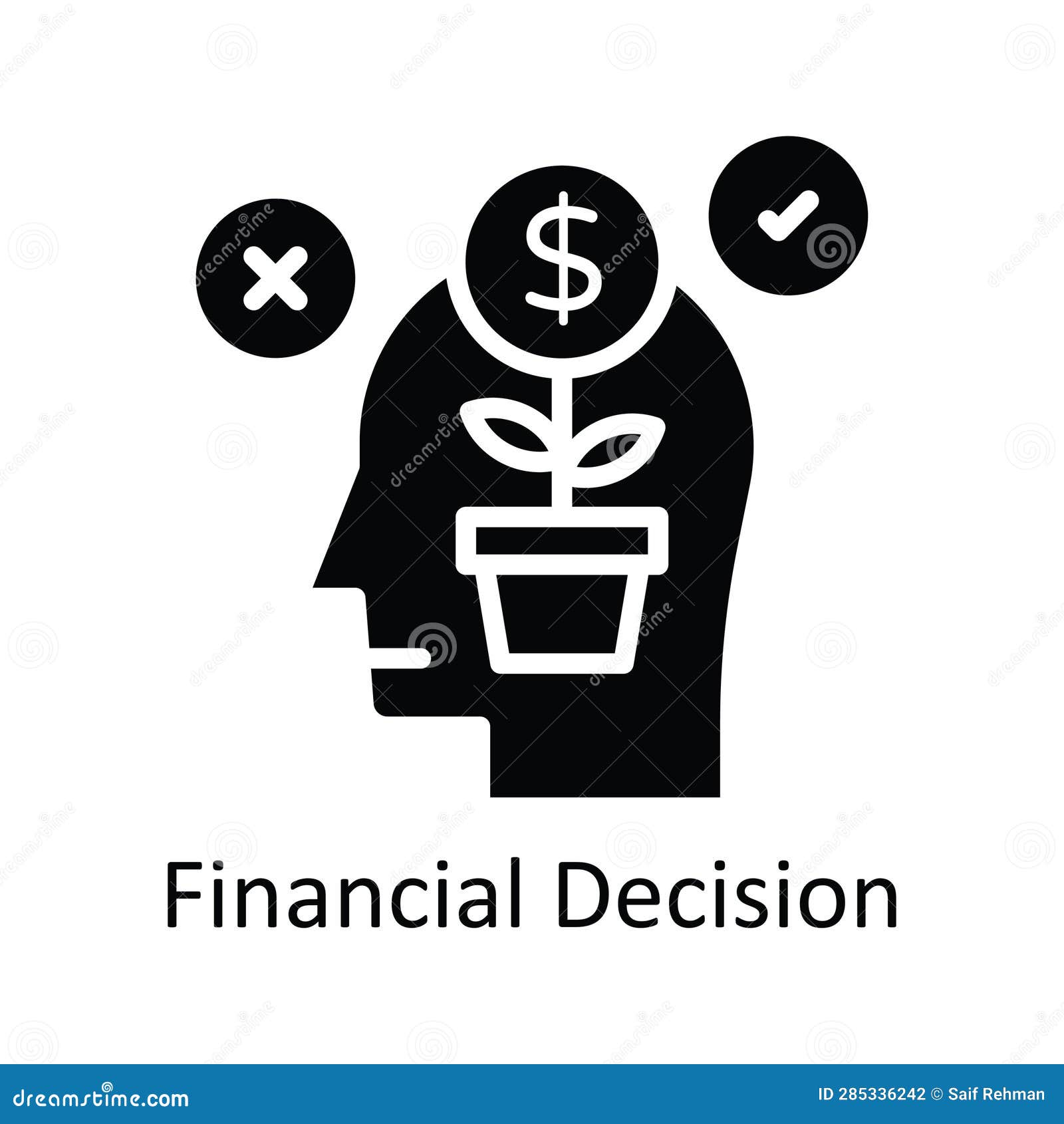 Financial Decision Vector Solid Icon Design Illustration. Human ...