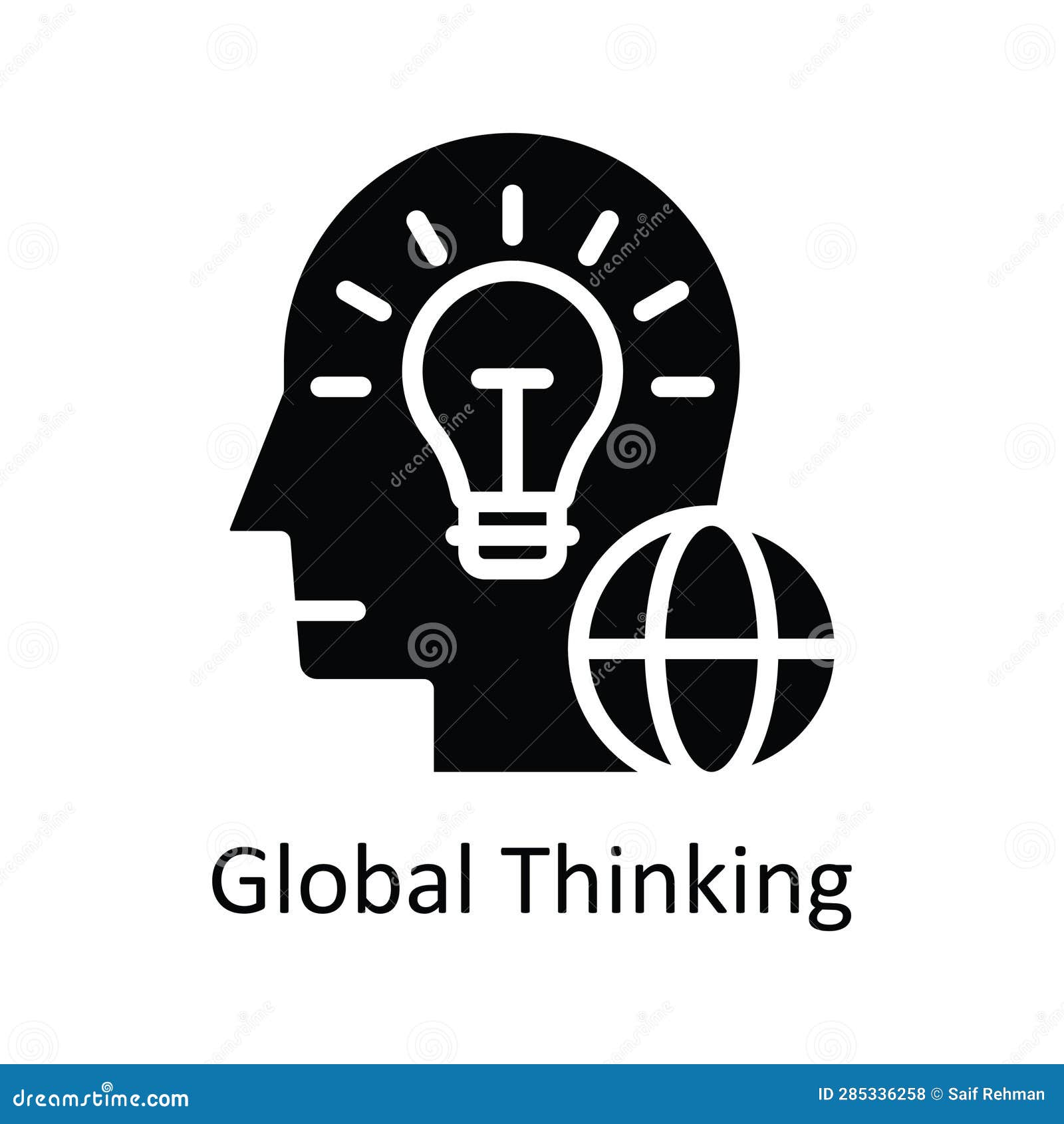 Global Thinking Vector Solid Icon Design Illustration. Human Mentality ...
