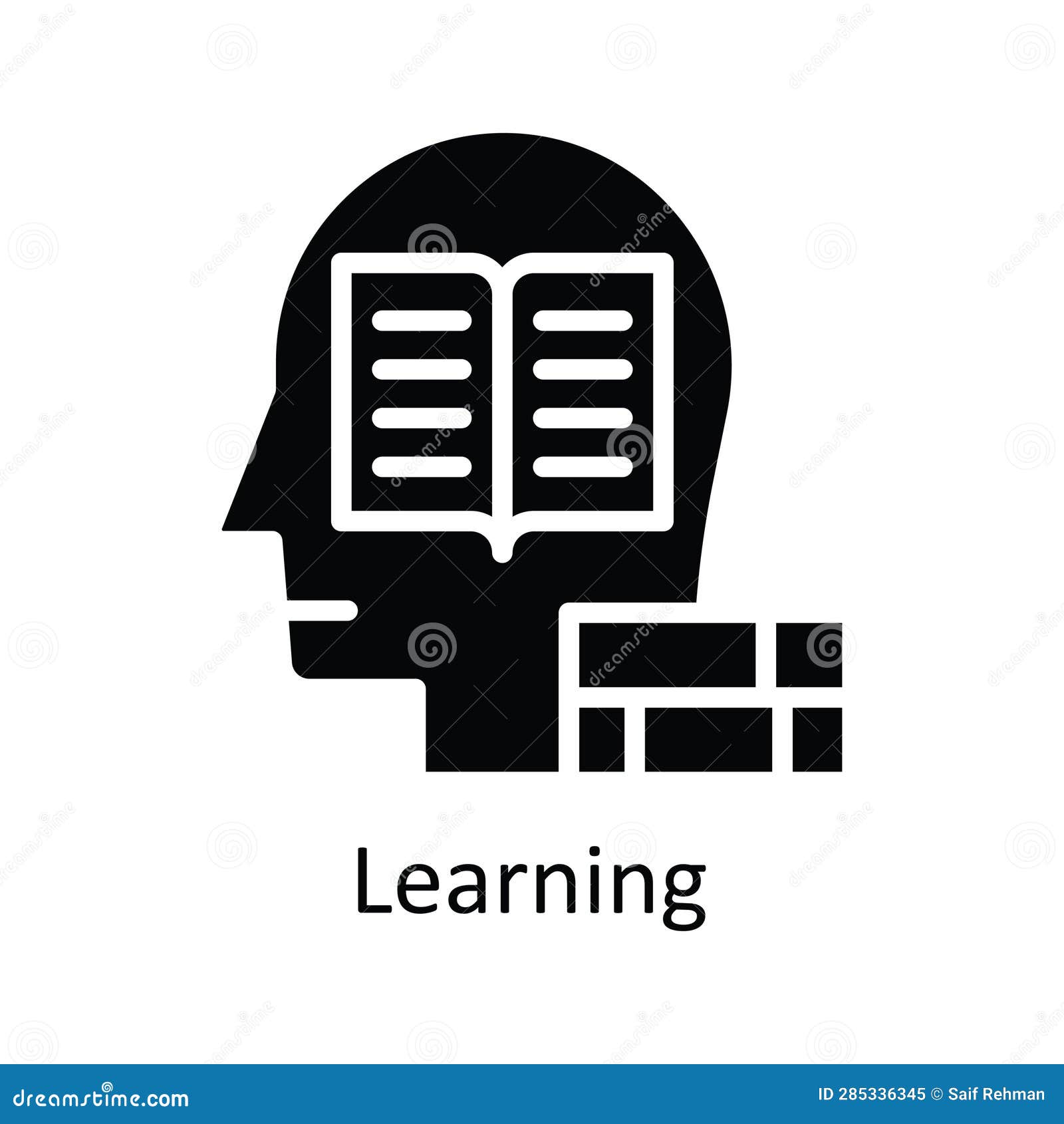 Learning Vector Solid Icon Design Illustration. Human Mentality Symbol ...