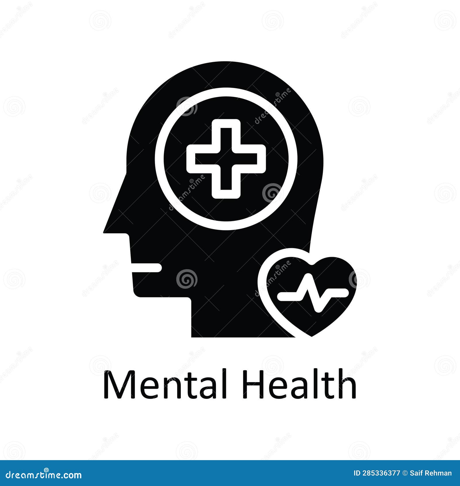 Mental Health Vector Solid Icon Design Illustration. Human Mentality ...