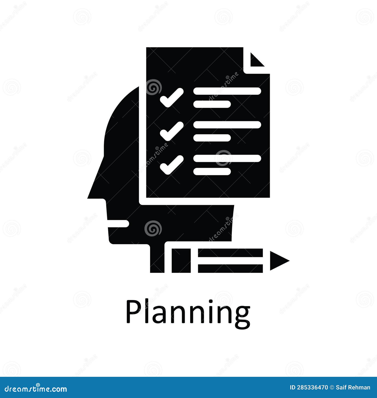 Planning Vector Solid Icon Design Illustration. Human Mentality Symbol ...