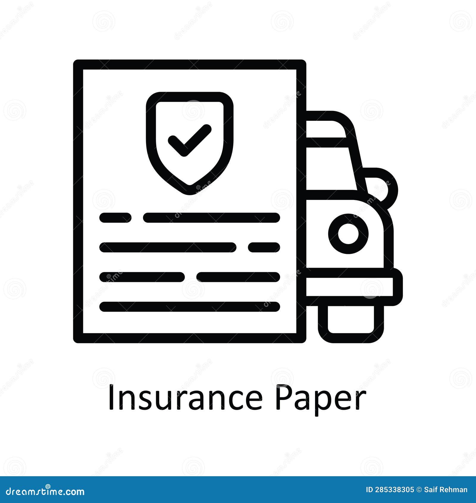 Insurance Paper Vector Outline Icon Design Illustration. Car Accident ...