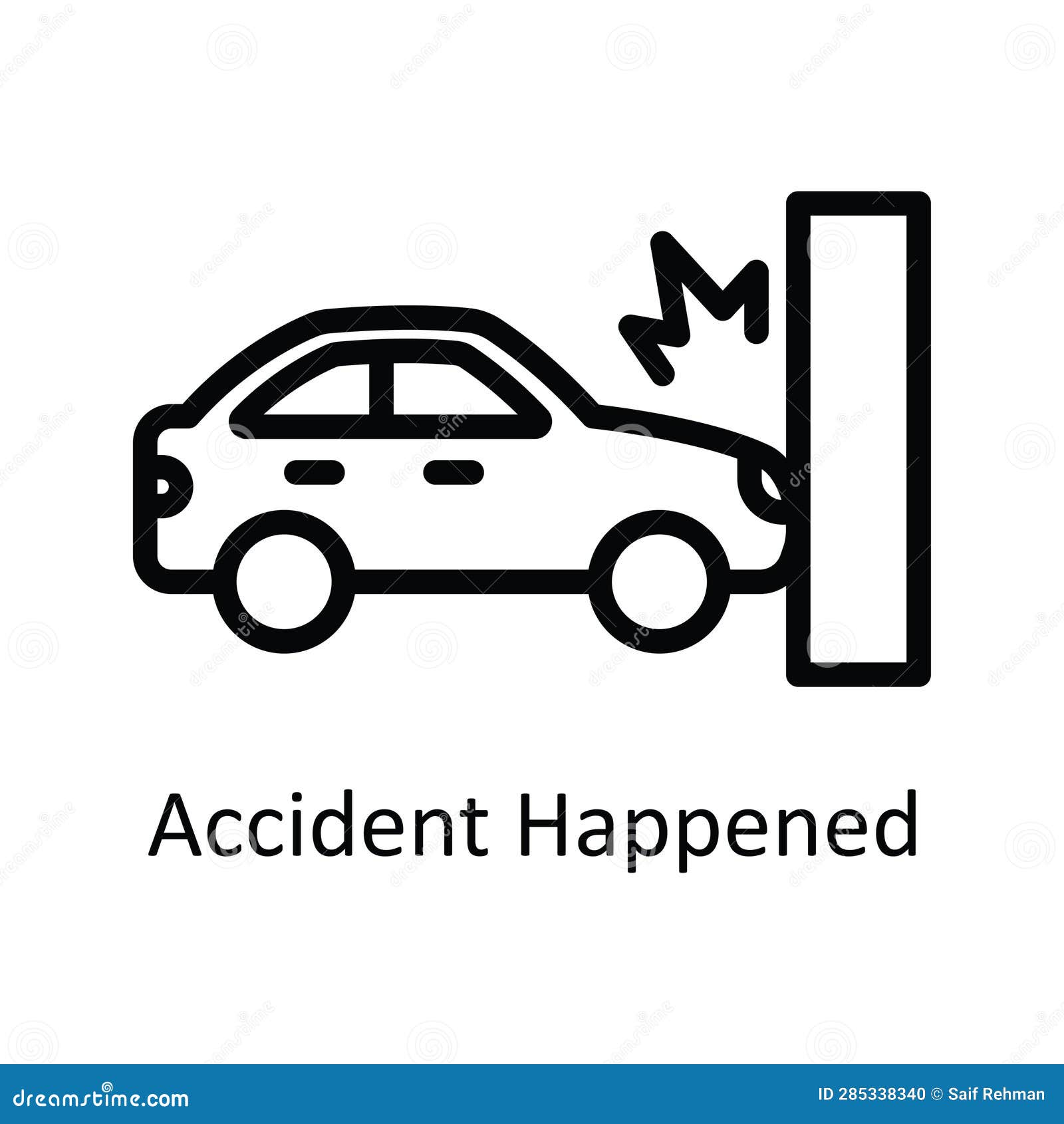 Accident Happened Vector Outline Icon Design Illustration. Car Accident ...