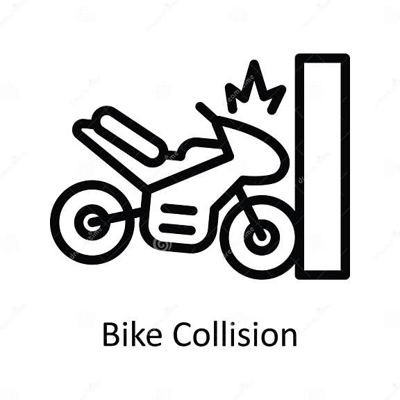 Bike Collision Vector Outline Icon Design Illustration. Car Accident ...