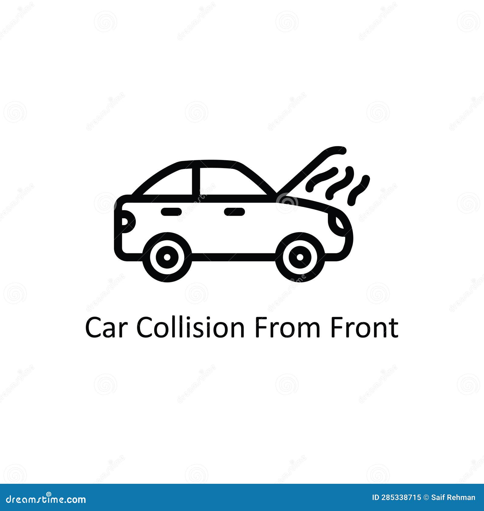 Car Collision Vector Outline Icon Design Illustration. Car Accident ...