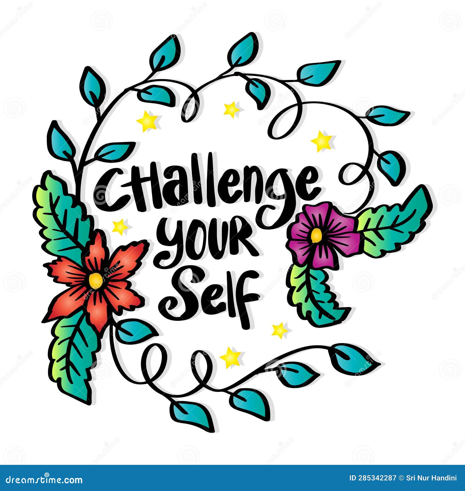 Challenge Yourself, Hand Lettering. Stock Illustration - Illustration ...