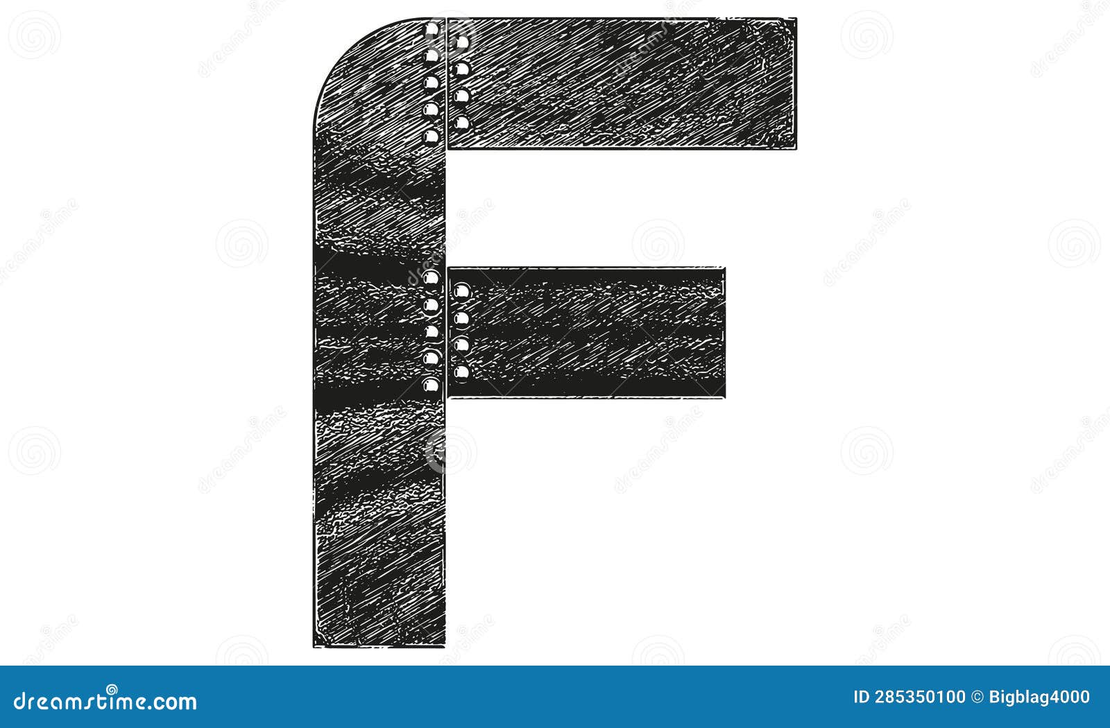 Vector Decorative Grunge Font.Letter with Riveted Metal Sheets. Stock ...