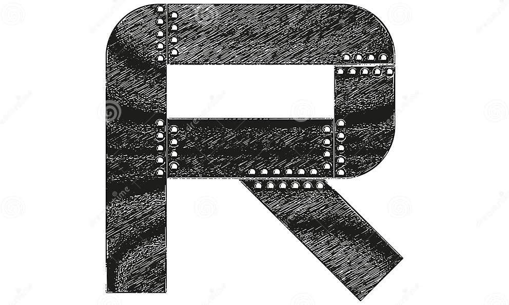 Vector Decorative Grunge Font.Letter with Riveted Metal Sheets. Stock ...