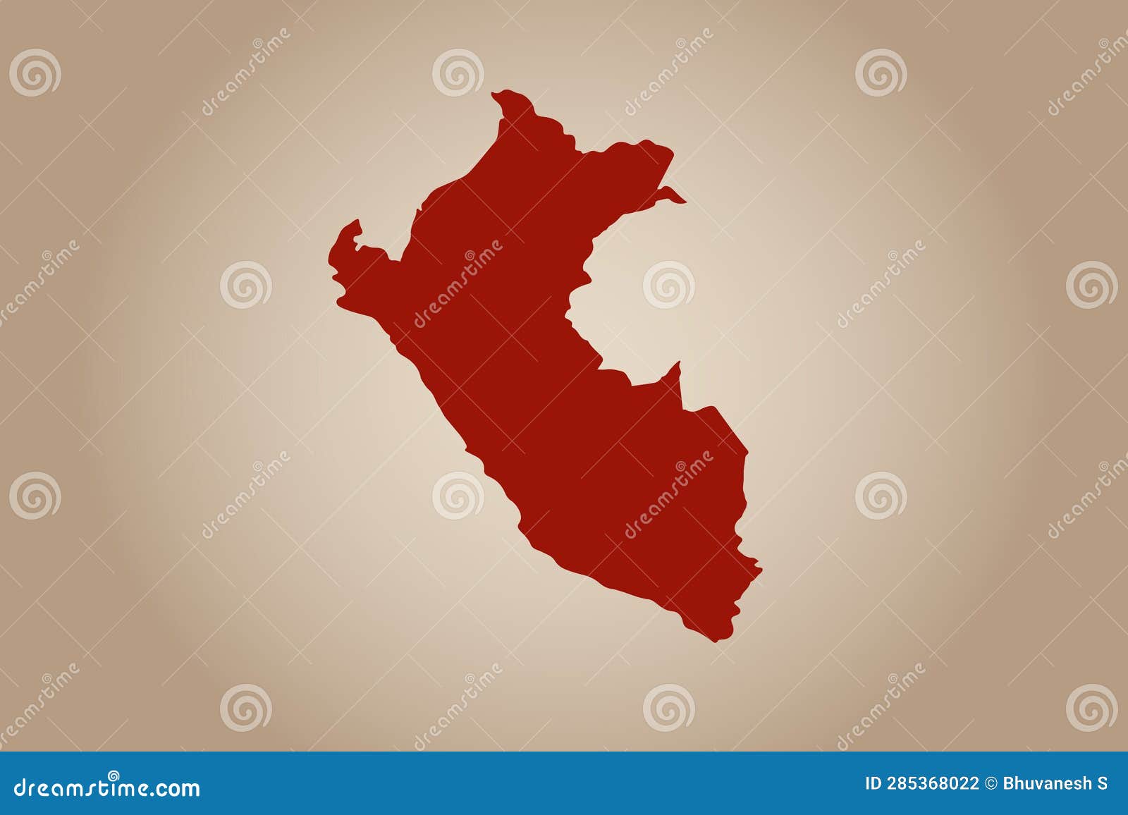 Red Colored Map Design Isolated on Plain Background of the Country Peru ...