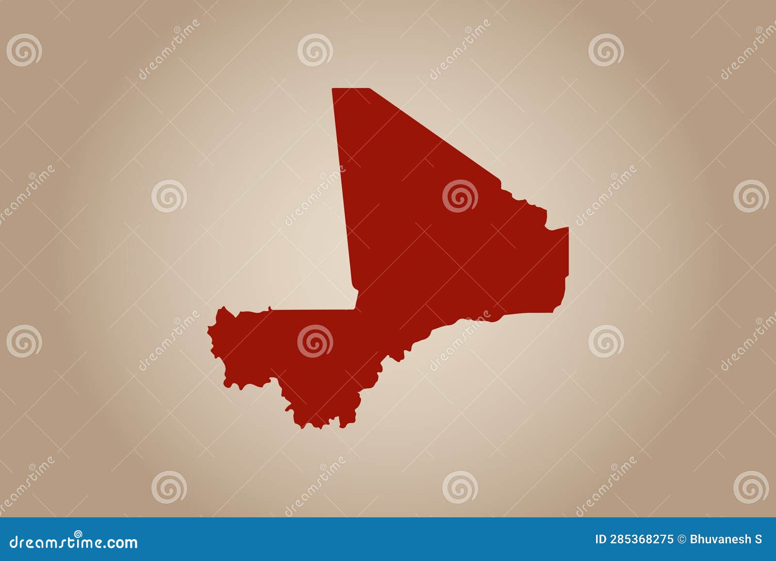 Red Colored Map Design Isolated on Plain Background of the Country Mali ...
