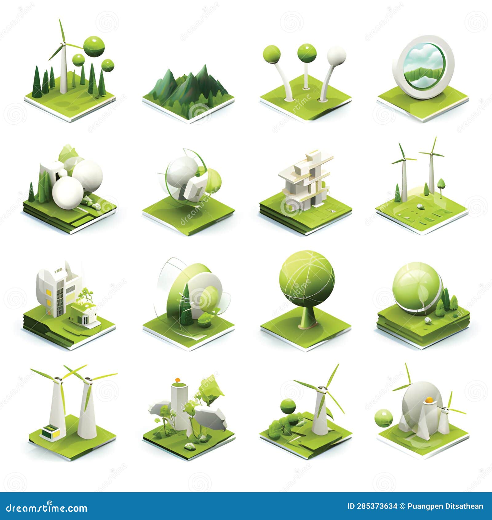 3d Vector Green Energy Icon Set, Green Energy, Clean Energy ...