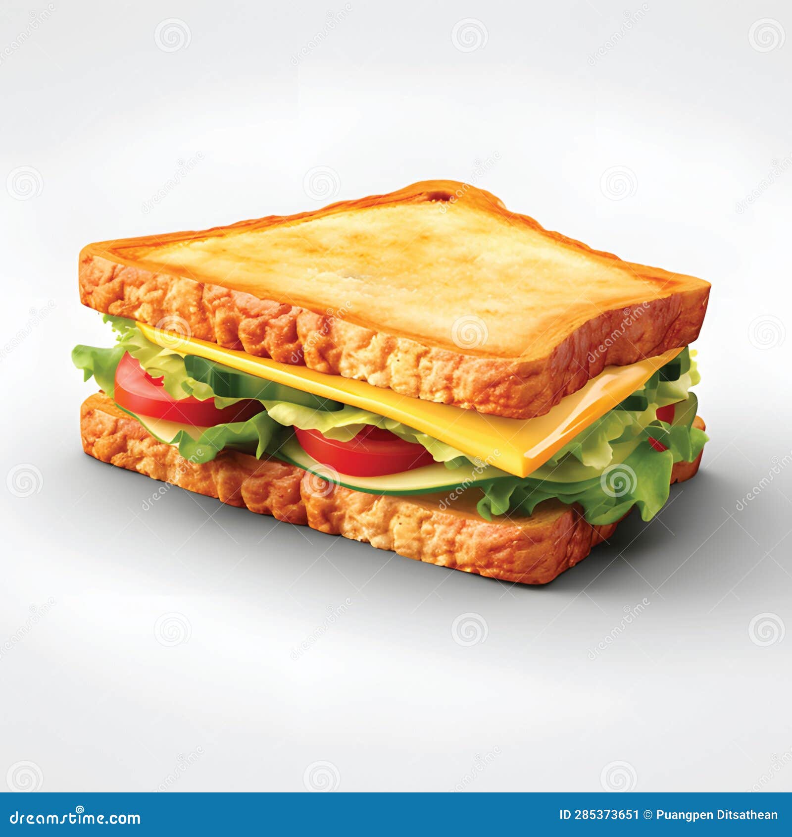 3d Illustration Cheese Sandwich Icon.GenerativeAI. Stock Illustration ...