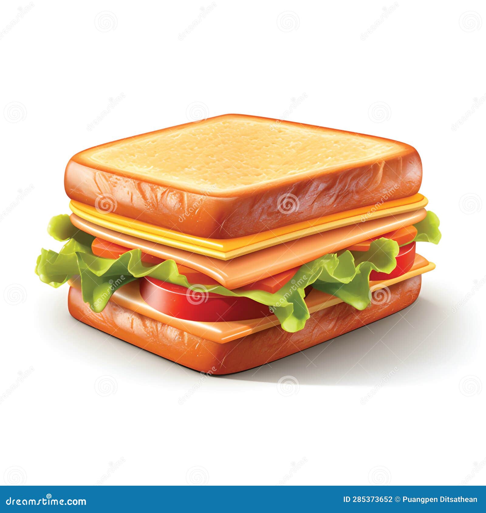 3d Illustration Cheese Sandwich Icon.GenerativeAI. Stock Illustration ...