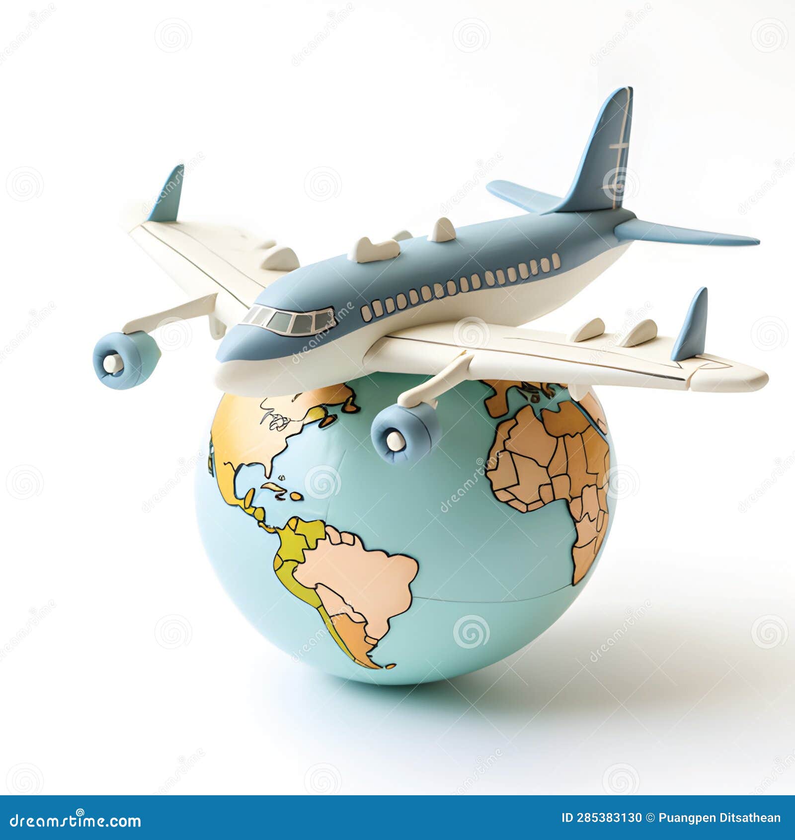 Plane Flying Around the World.GenerativeAI. Stock Illustration ...